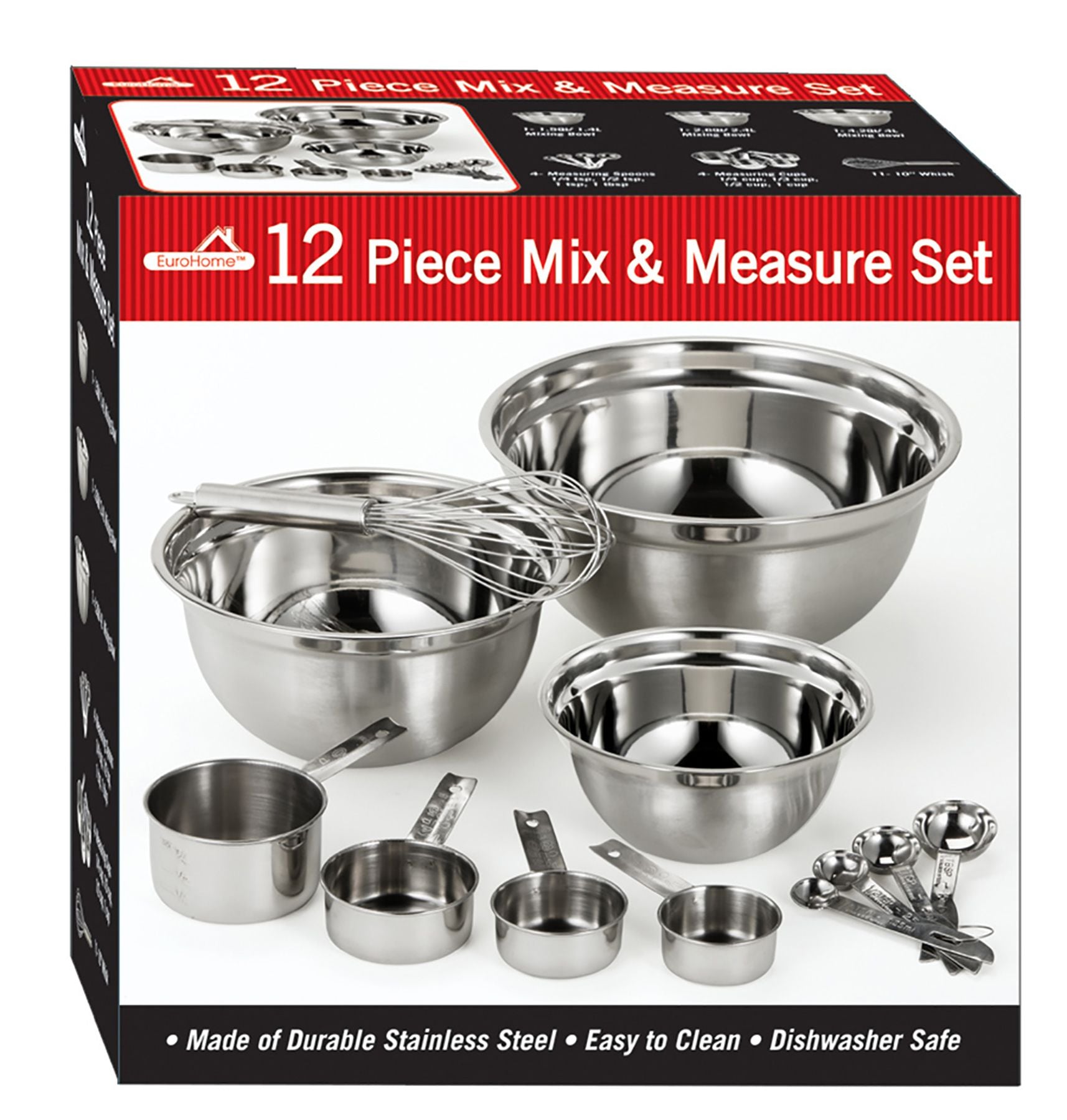 12-Piece Mix and Measure Set, Includes Mixing Bowls, Measuring Cups, M ...