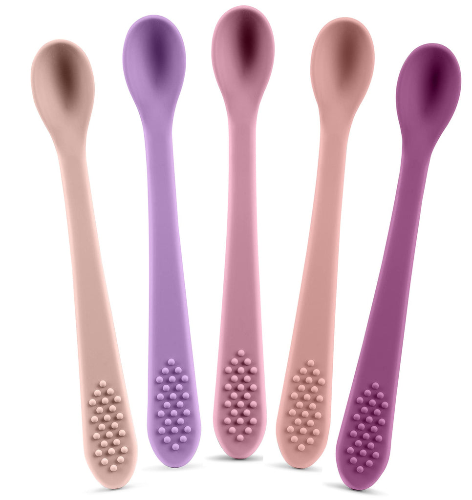 Best First Stage Baby Infant Spoons, 5-Pack, Soft Silicone Baby Spoons ...